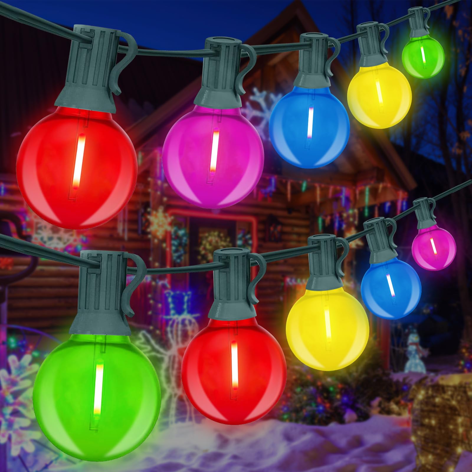 25FT Vintage Christmas String Lights Outdoor, G40 LED Christmas ...
