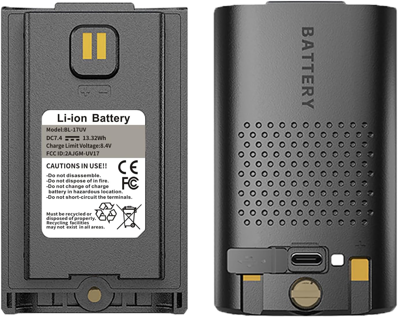 Amazon.com: BAOFENG UV-17R Battery Original BL-17UV Enlarge 1800mAh USB ...