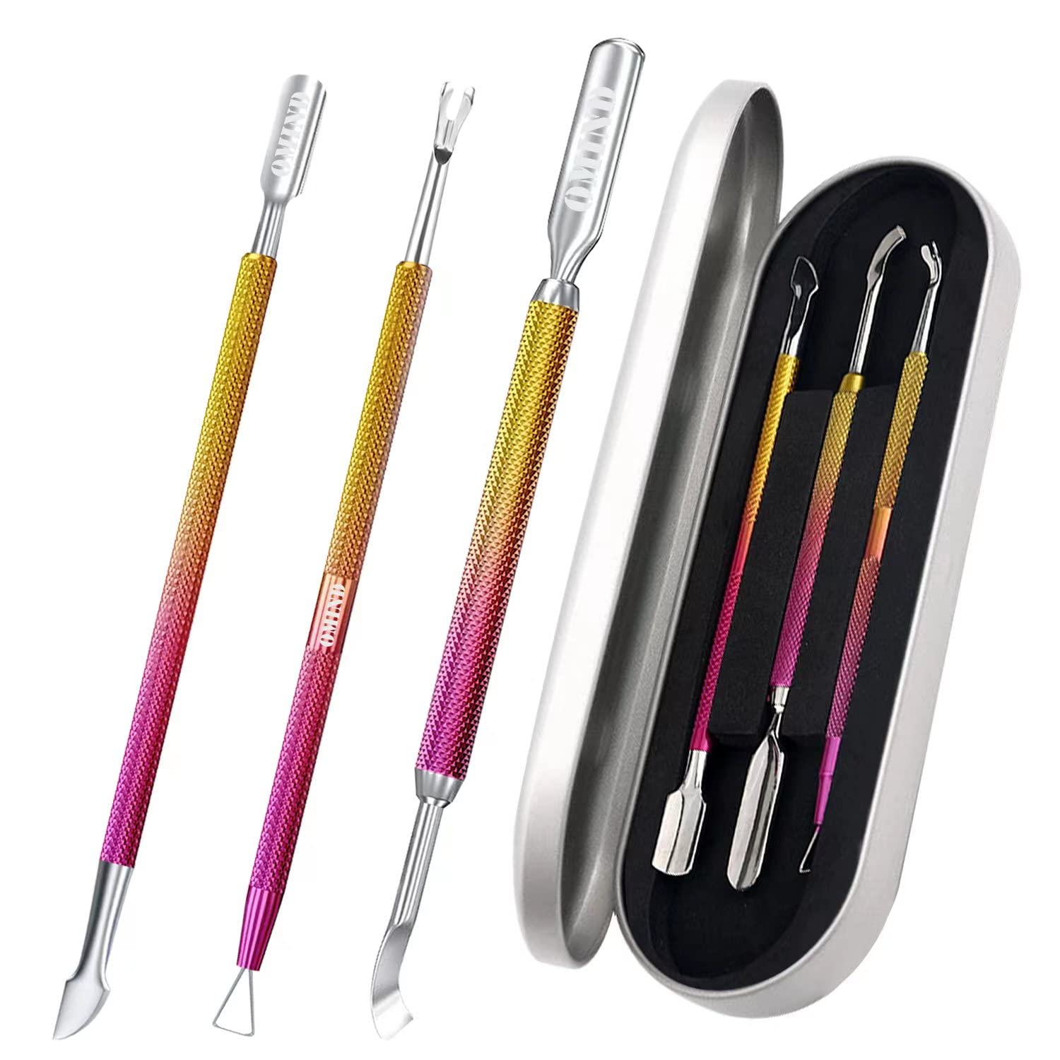 Amazon.com : 3Pcs Cuticle Pusher, Chameleon Gel Nail Polish Remover and ...