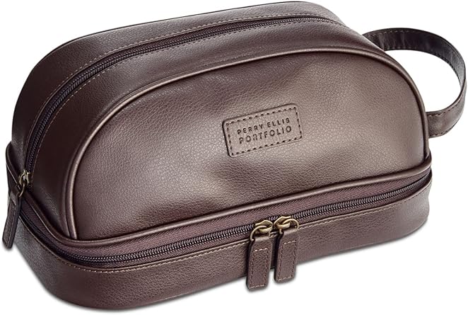 Amazon.com: Perry Ellis Portfolio Men's Pebble Travel Kit, Brn, One ...