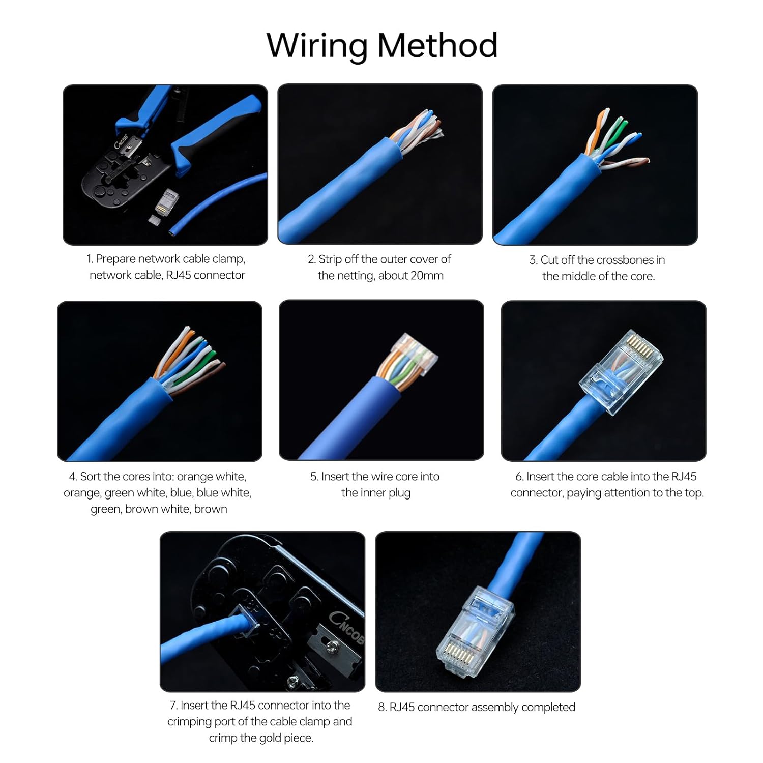 Conectores RJ45 Cat6, Cat 6 2 piezas RJ45 extremos, conector Ethernet UTP 8P8C para cable Cat6 ...