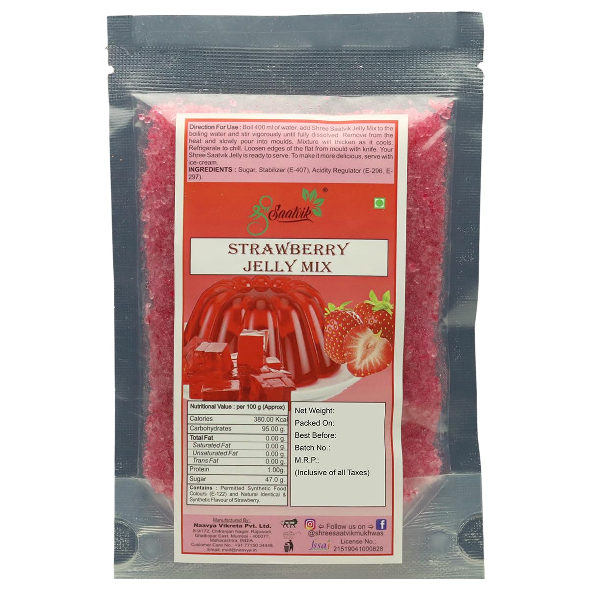 Shree Saatvik Strawberry Jelly | Instant Jelly | Easy To Make | Ready ...