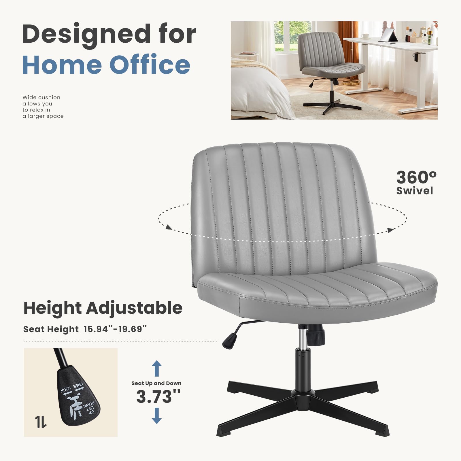 Snapklik.com : DUMOS Criss Cross Chair Legged Office Wide Comfy Desk Seat
