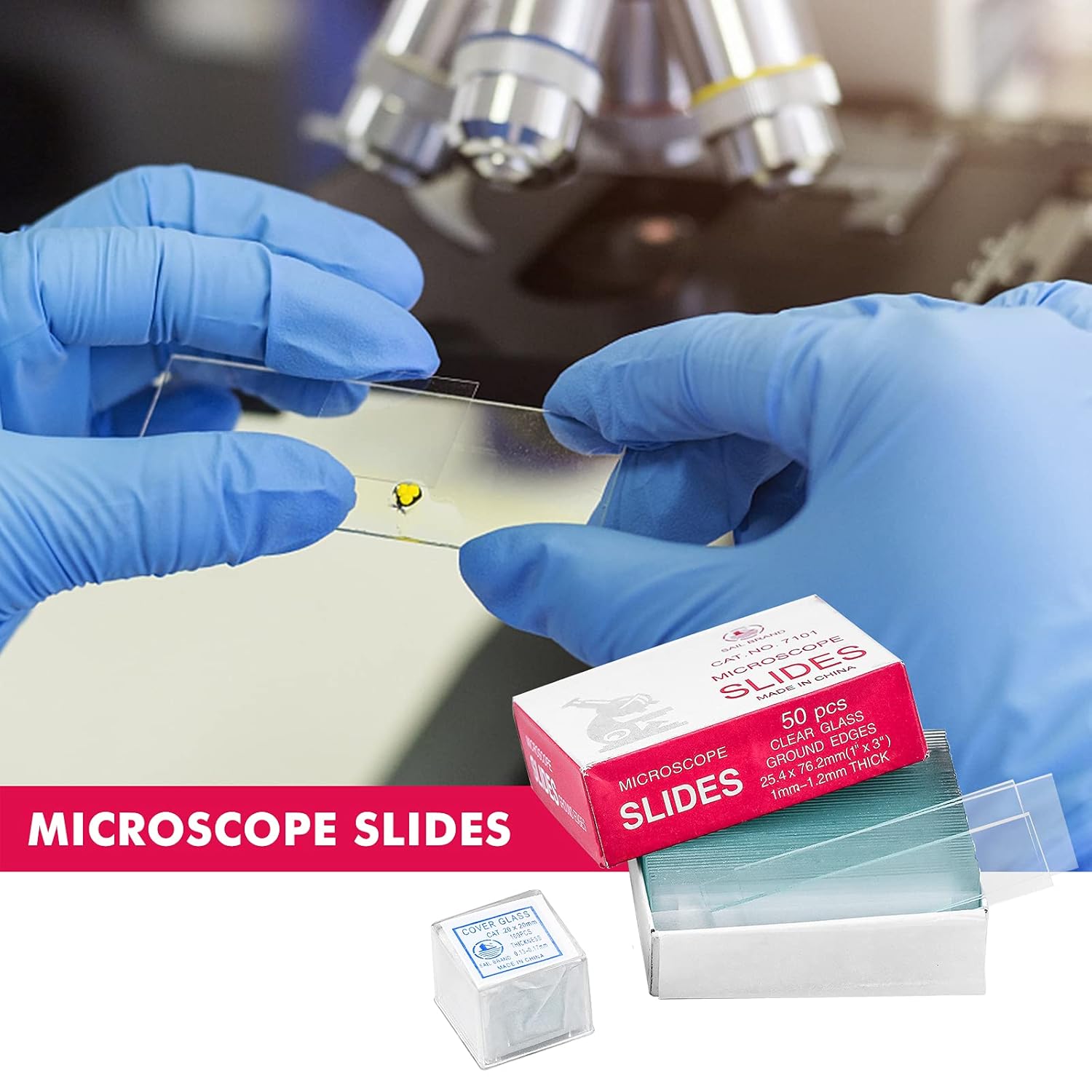 Blank Microscope Slides and Cover Slips, 100 Pcs Pre-cleaned Slides and ...