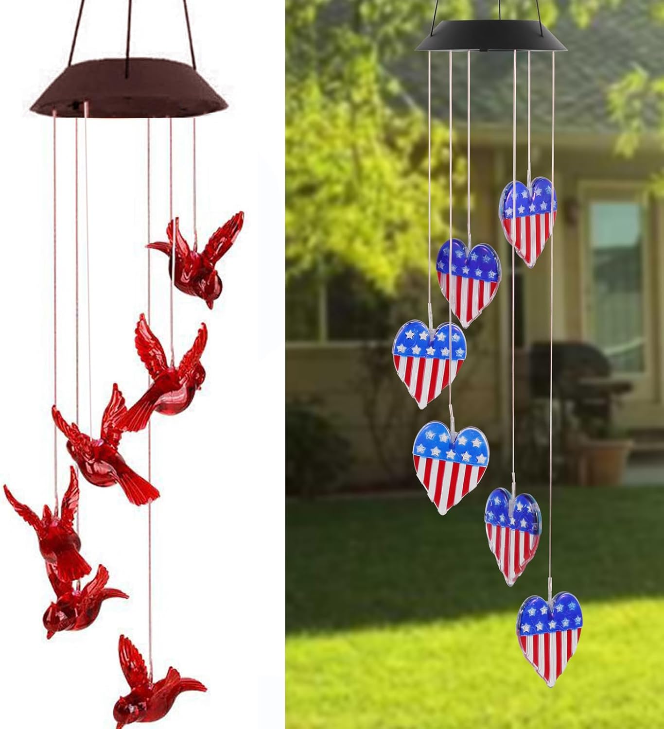 Amazon.com : TSIPEKLO Cardinal Wind Chimes, Solar Powered Red Cardinal ...