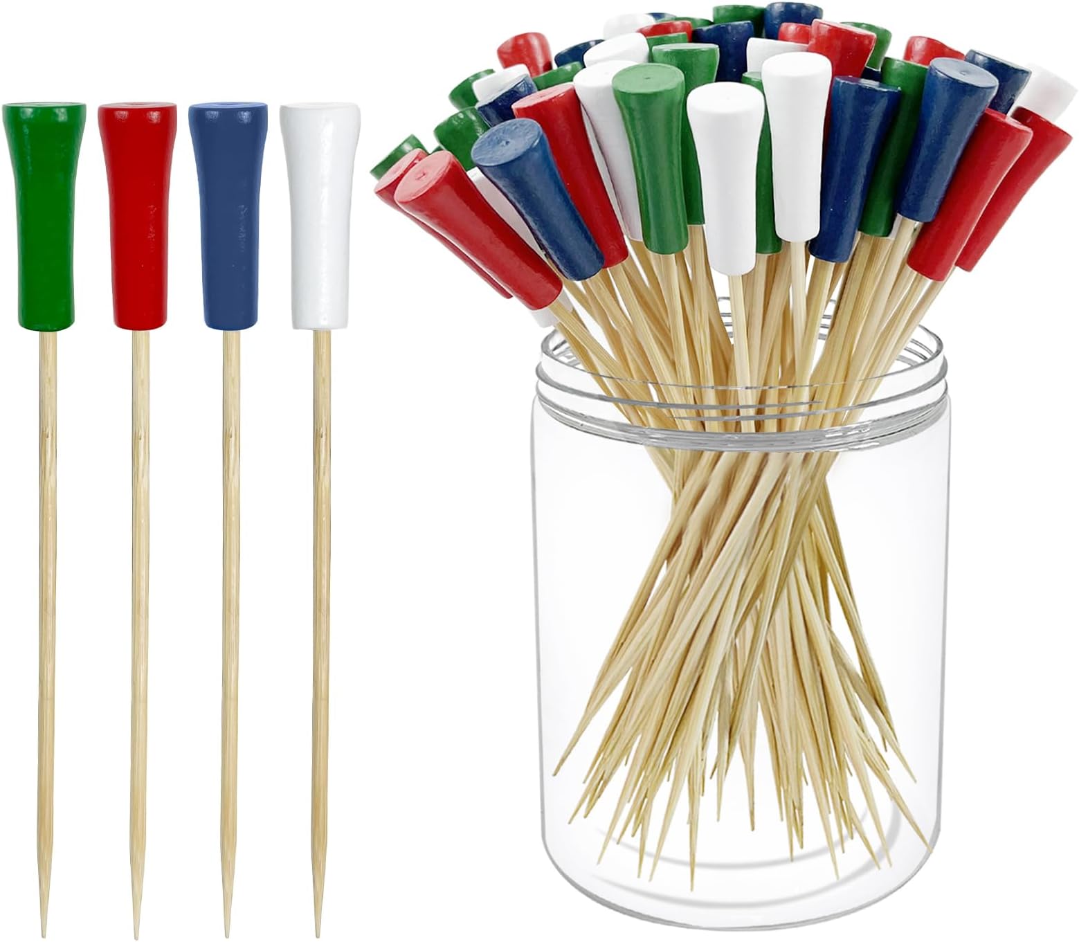 Amazon.com | Augoog 200Pcs Golf Tee Cocktail Picks,4.7 Inch Multicolor ...