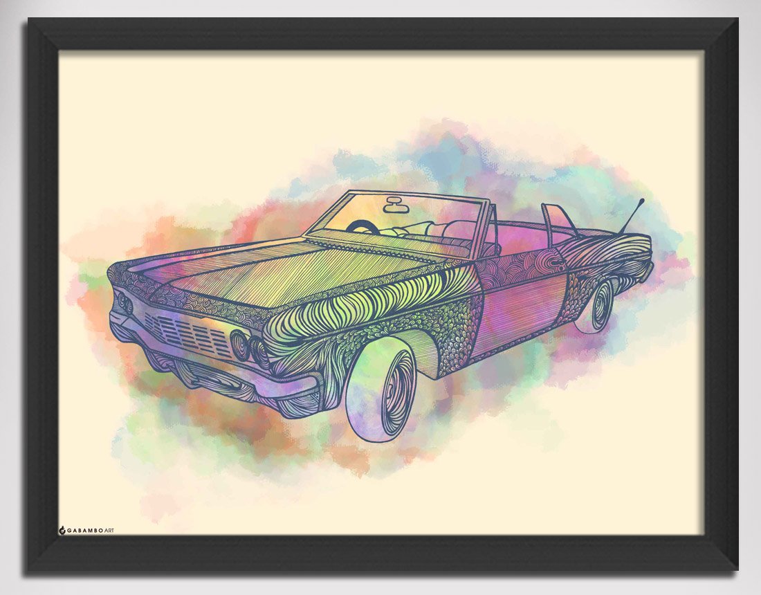 Gabambo Inked Vintage Car Canvas Art Framed (10X13.3)In : Amazon.in ...