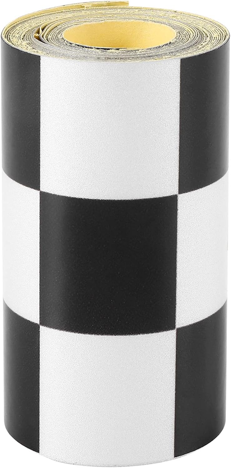 RESFNSE 3 inch Black/White Checkered Decal Tape Car motorcycle Bike ...