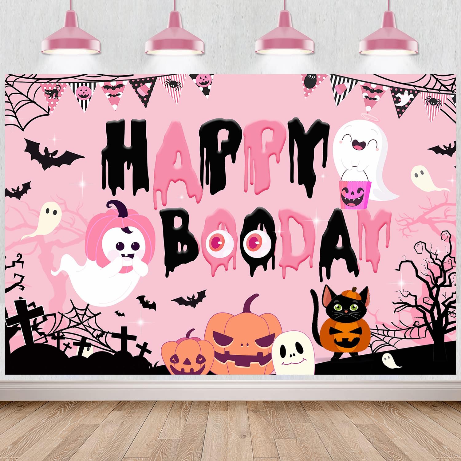 Amazon.com: Happy Boo Day Party Decorations Pink Black Halloween ...