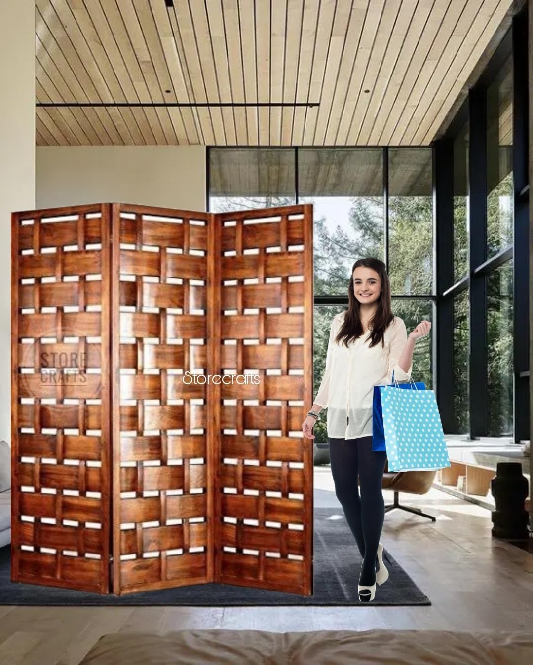 SK Wood Store Partition Wall Divider for Living Room/Wooden Partition ...