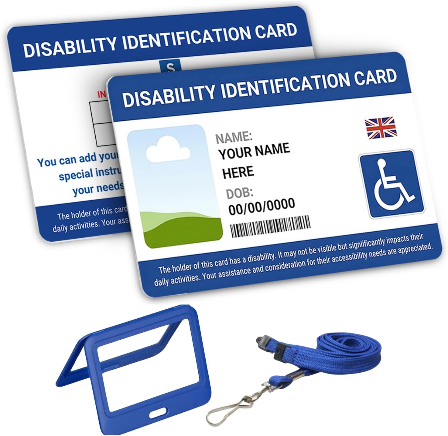 SIMPLECARD Personalised Hidden Disability Card with Lanyard and ID Card ...