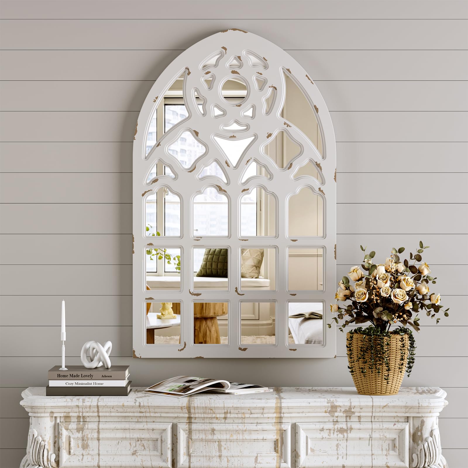 Amazon.com: J.C.UP Arched Window Mirror, Big Wall Mirrors Decorative ...