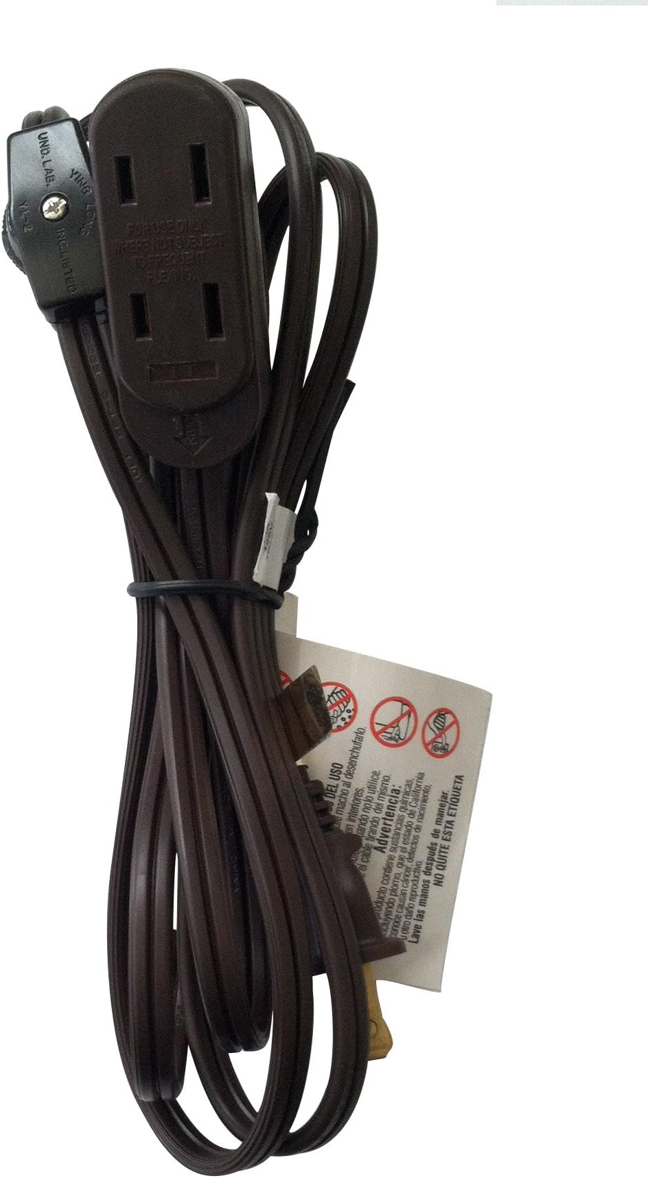 6 Feet Extension Cord 16/2 with Thumb Wheel On/Off Switch Brown ...