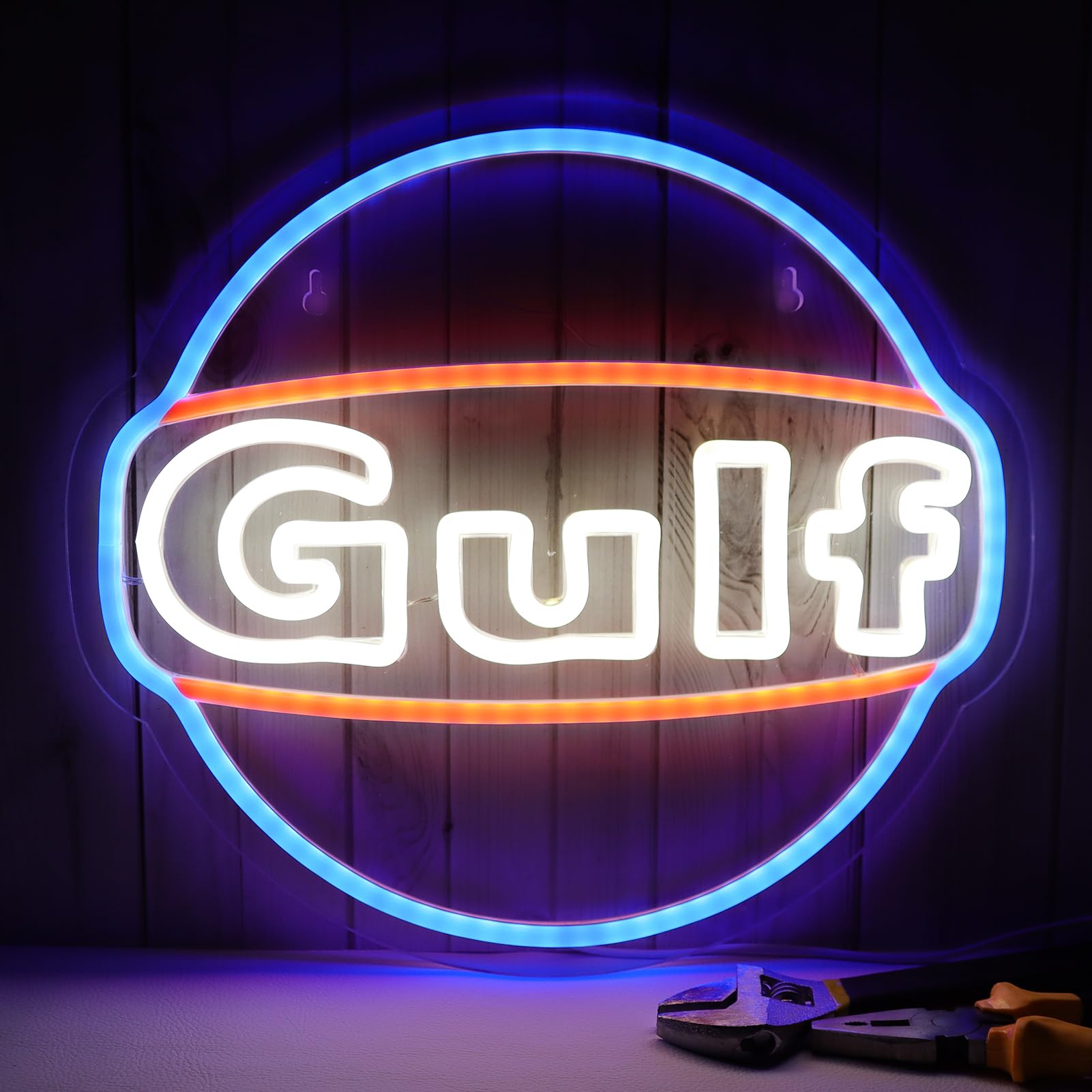 Amazon.com : WonderfulLife Gulf Neon Sign for Garage Decor,Led Signs ...