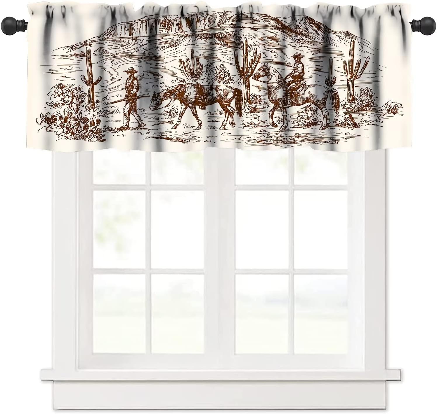 Amazon.com: Western Cowboy Valance Curtain Wild West Desert Cactus ...