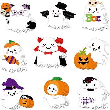 Amazon.com: Konsait Ghost Cutouts - 45 Pieces Cute Cardboard Ghost ...