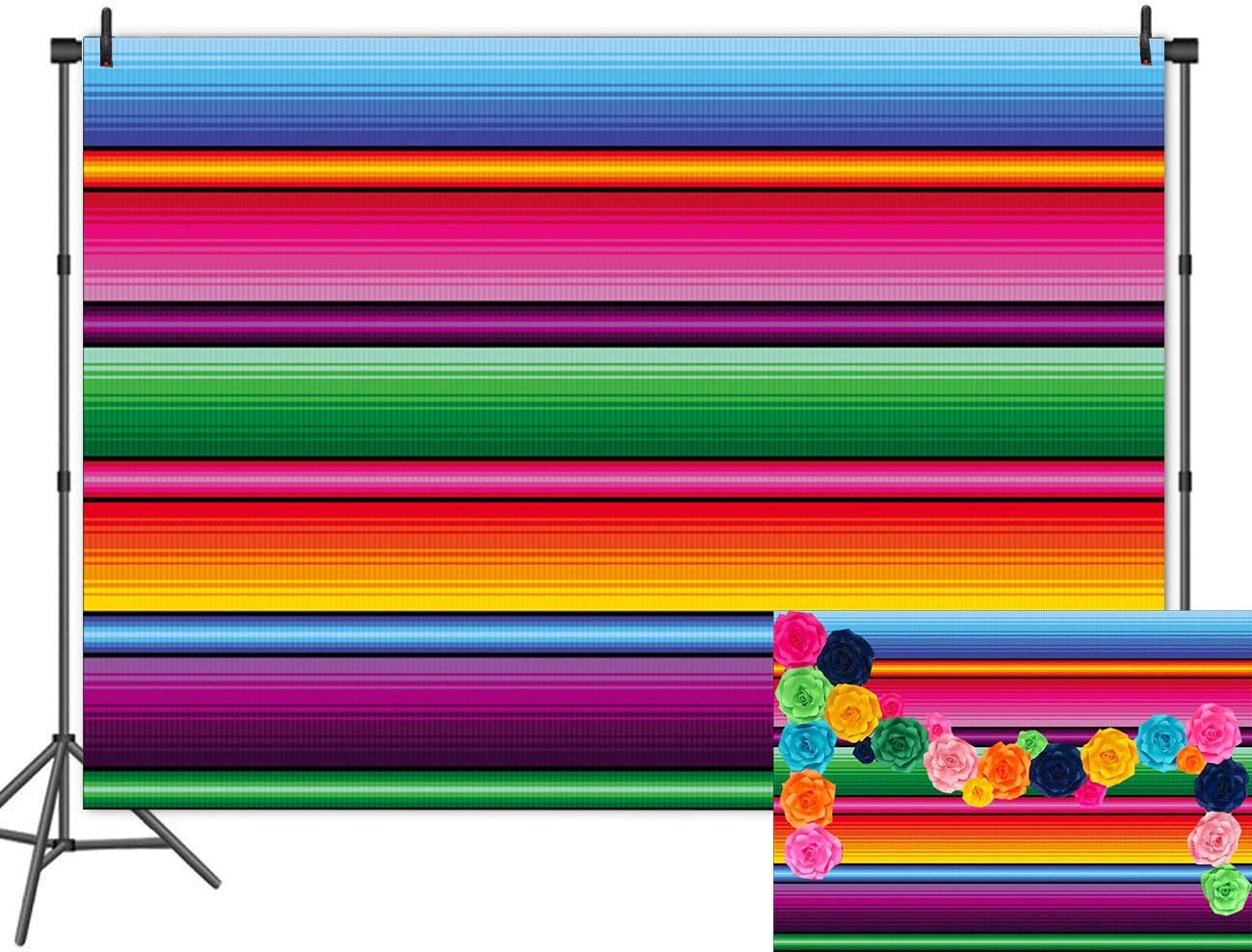 Amazon.com : Summer Mexican Fiesta Theme Backdrops Colorful Stripes ...
