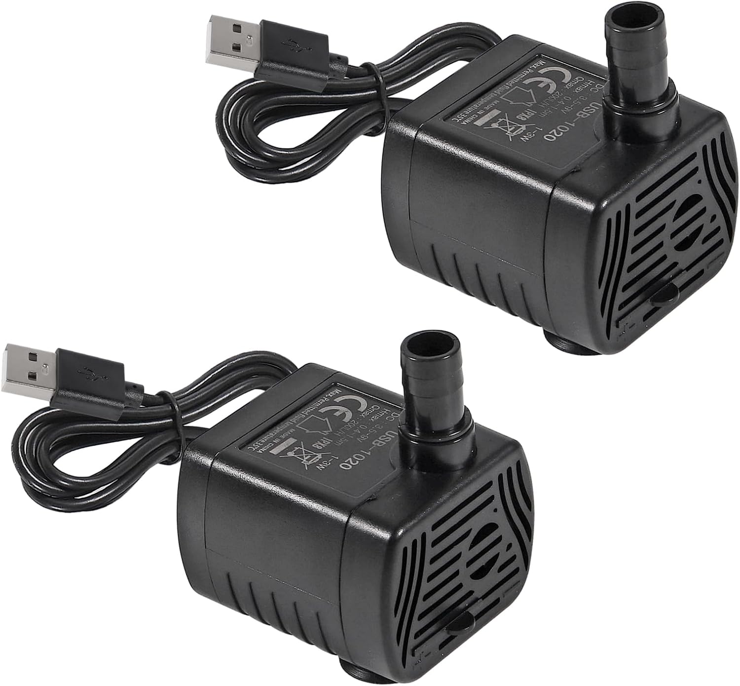 AITRIP 2PACK USB Mini Submersible Water Pump DC 3.5-9V 1-3W (0.4-1.5m ...