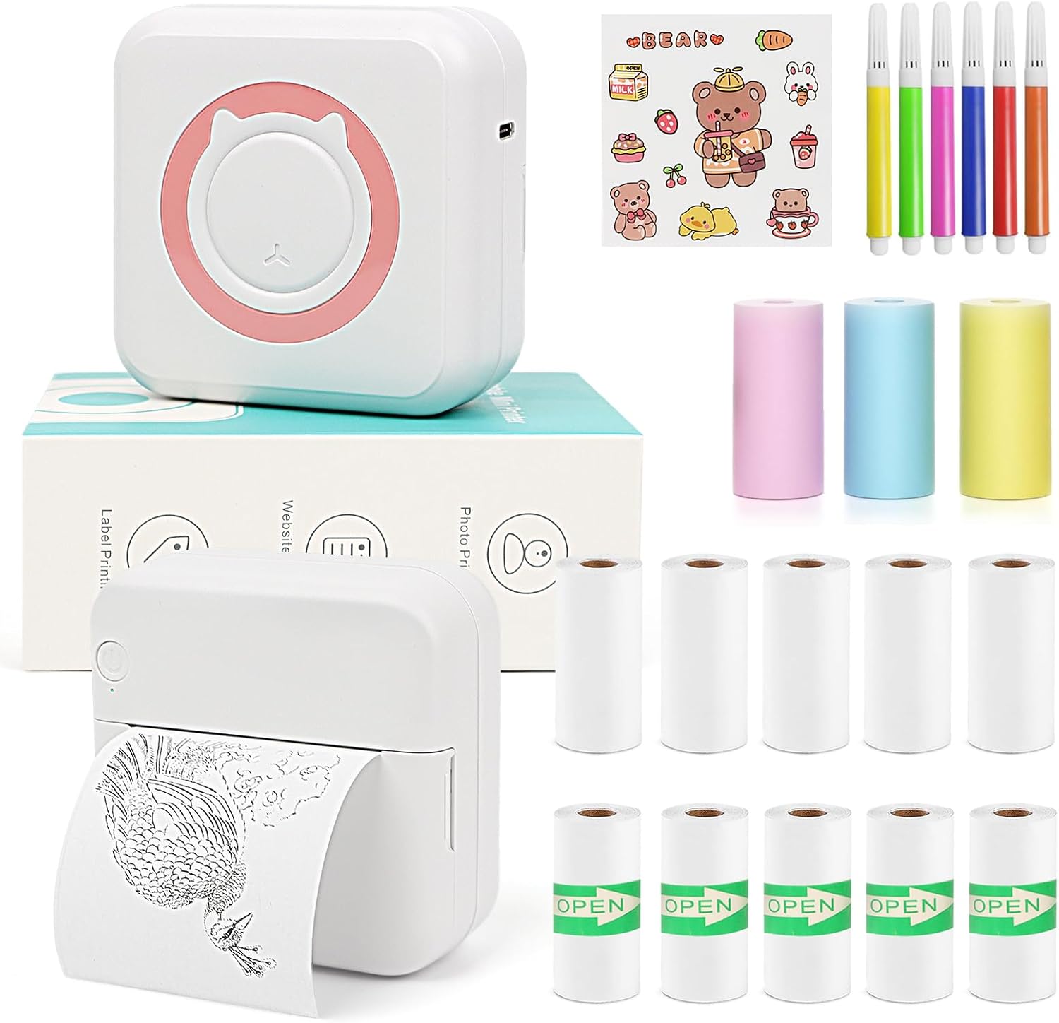 Amazon.com: Mini Sticker Printer for iPhone, Portable Mini Pocket ...