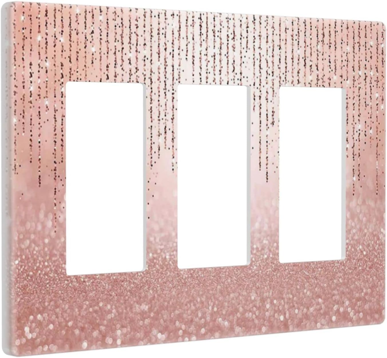 Pink Glittery Bling 3 Gang Triple Rocker/GFCI Light Switch Wall Plate ...
