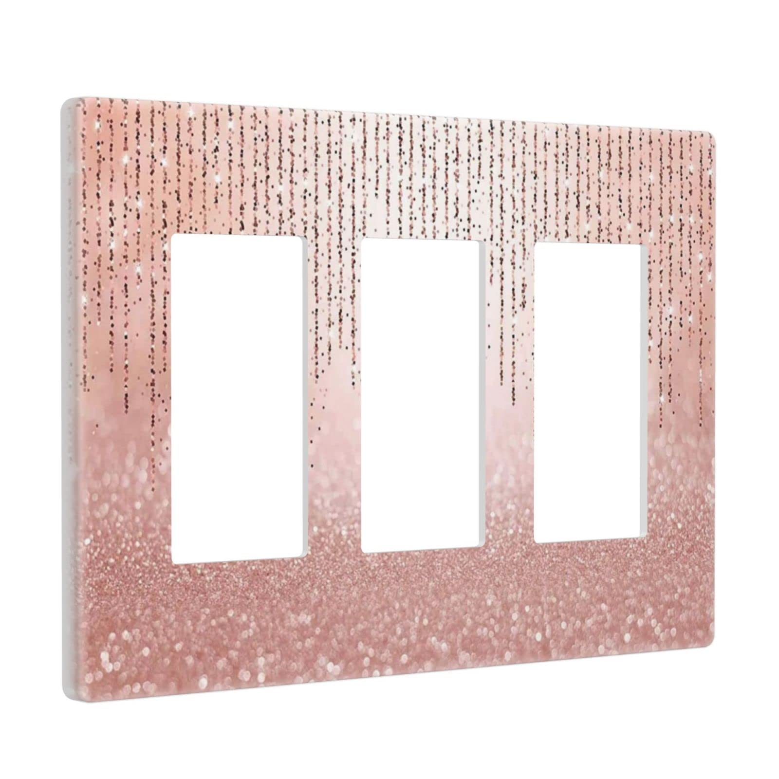 Pink Glittery Bling 3 Gang Triple Rocker/GFCI Light Switch Wall Plate ...