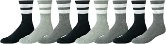 Amazon.com: Amazon Essentials Men's Retro Stripe Crew Sock, 8 Pairs ...