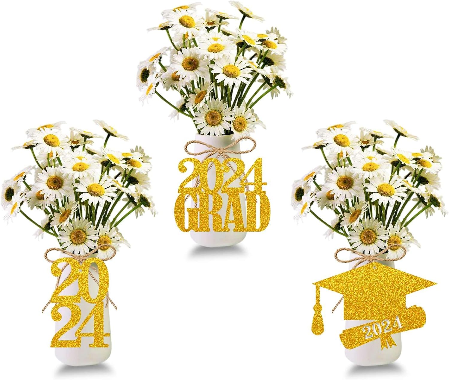 Amazon.com: 2024 Congrats Grad Cutouts Glitter Gold 2024 Graduation ...