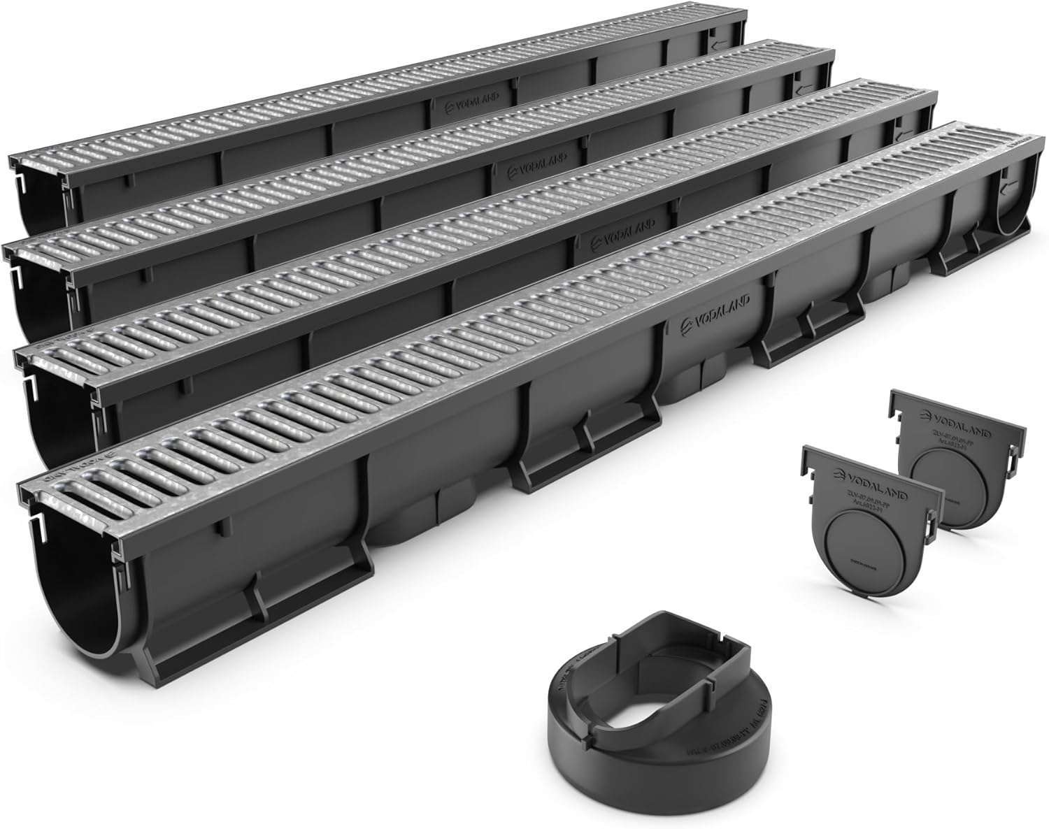 Vodaland - Easy 1 Trench Drain System with Galvanized Grating - 40" L x ...