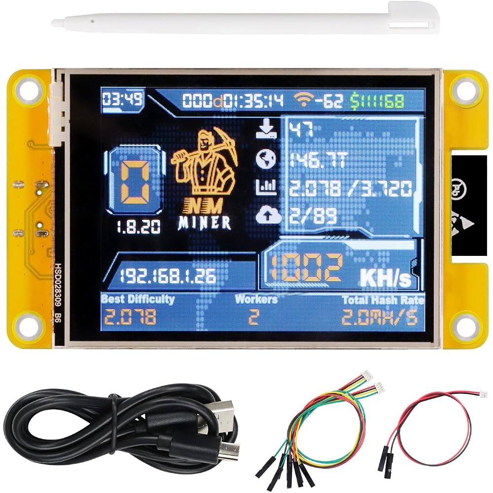 $4/mo - Finance Freenove Bitcoin Miner NMMiner NerdMiner, ESP32 CYD 2.8 ...