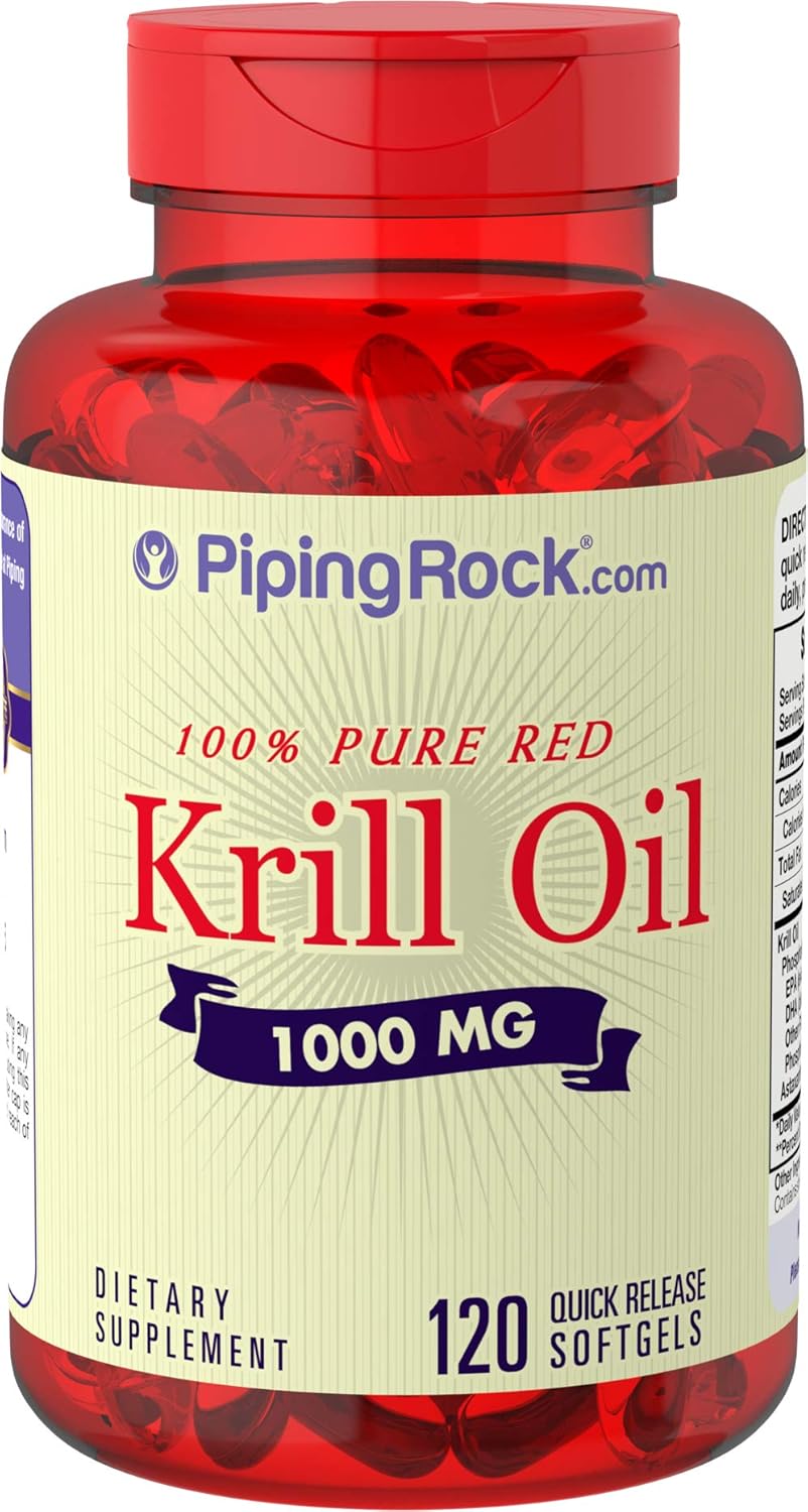 Piping Rock Krill Oil 1000 mg | 120 Quick Release Softgels | Non-GMO ...