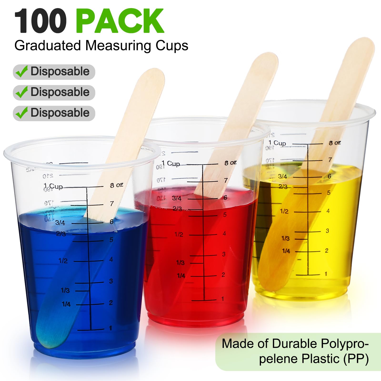 Disposable Measuring Containers Clear Plastic 8oz Disposable Measuring