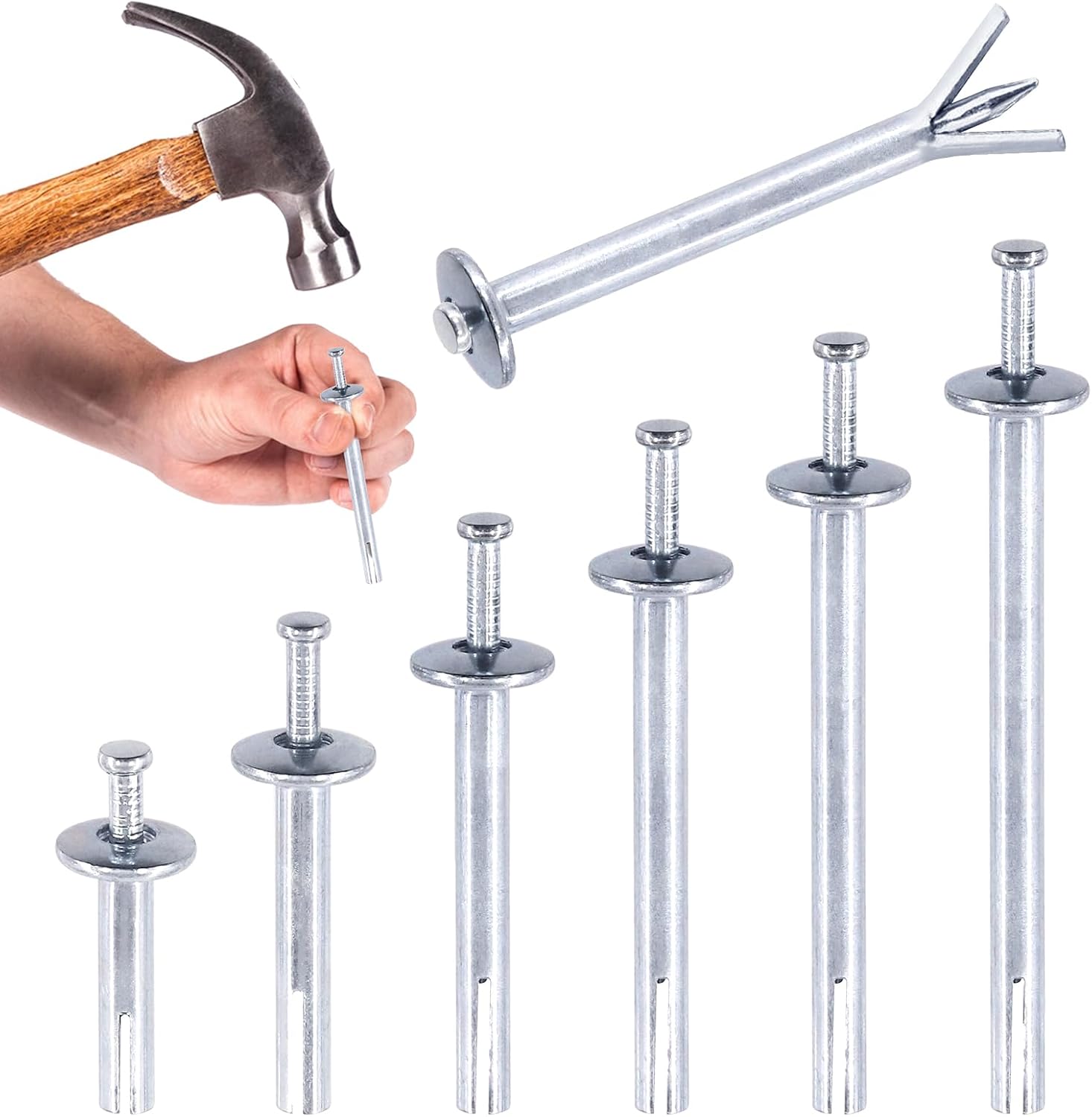 Swpeet 30Pcs M6 x 80mm Silver Alloy Steel Concrete Anchors, Drive ...