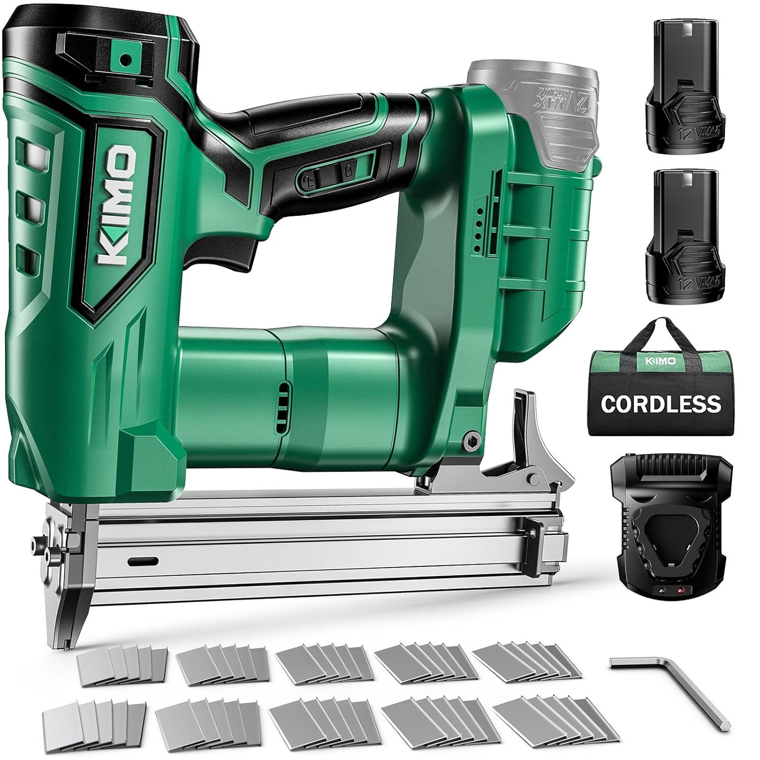 KIMO 18 Gauge Brad Nailer Cordless with 2 X 2.0 Batteries & Charger ...