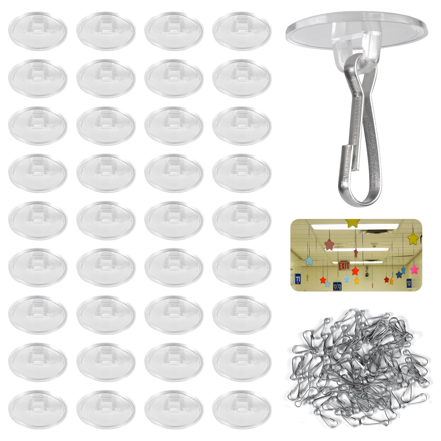 Amazon.com: 100pcs Self-Adhesive Ceiling Hooks, Round Suction Cup ...