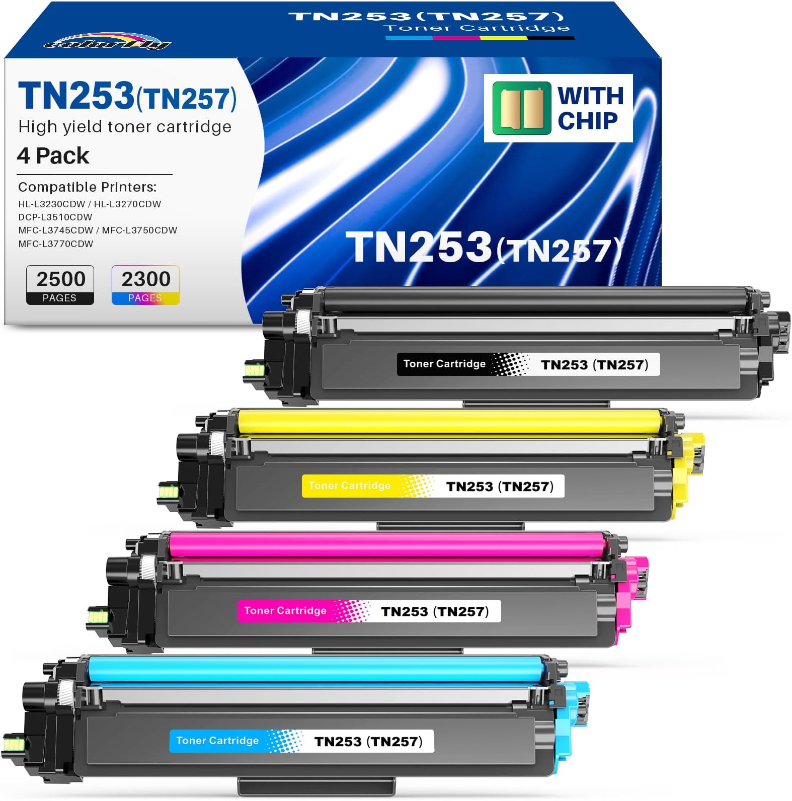 TN253 TN257 High Capacity Toner Set Compatible for Brother TN-253 TN ...