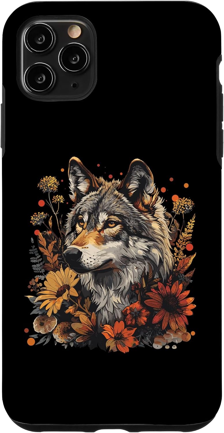 Amazon.com: Wolf Floral Cottagecore Aesthetic Wolves Flowers Case for ...