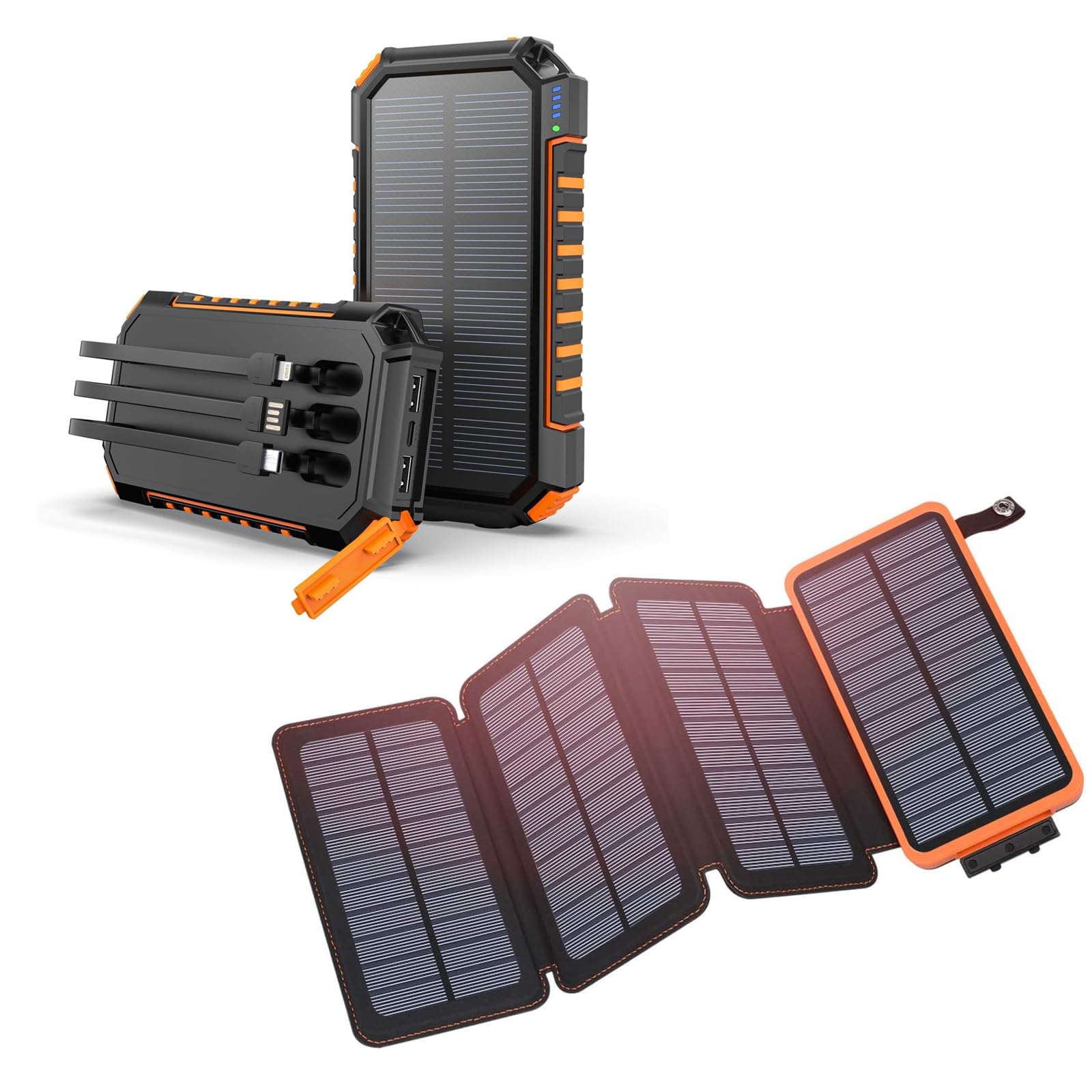 Amazon.com: Hiluckey Power Bank Solar Charger 27000mAh Built in 3 ...