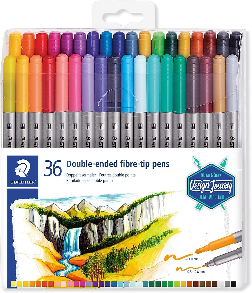 STAEDTLER 3200 TB36 Design Journey Double-Ended Fibre-Tip Pens with ...
