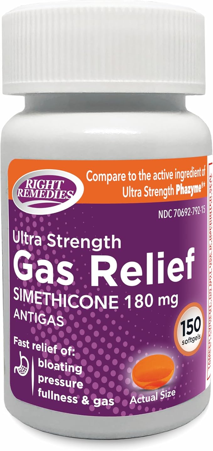 Amazon.com: RIGHT REMEDIES Gas Relief Ultra Strength, 180mg Simethicone ...
