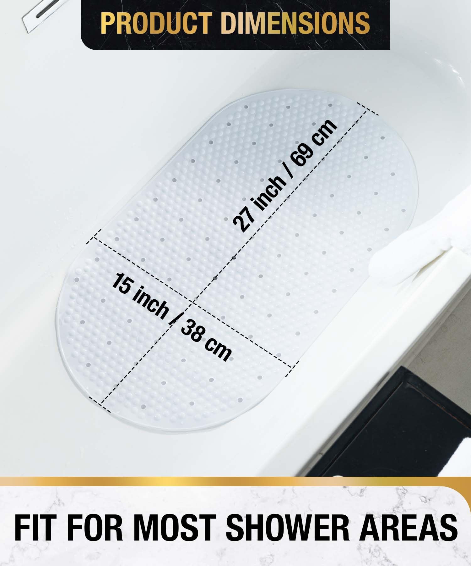 Snapklik.com : HITSLAM Oval Bathtub Mat Non Slip, 27x15 Inch Bubble ...