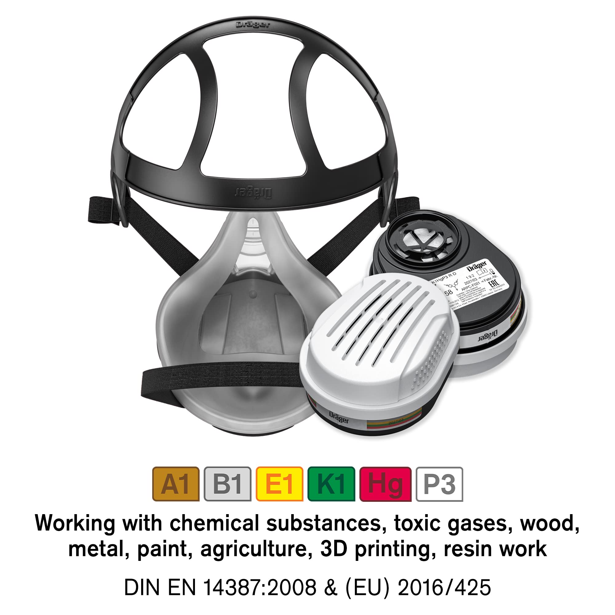 Dräger X-plore 3300 Chemical Half Mask Respirator Set with 2x ABEK1 Hg ...