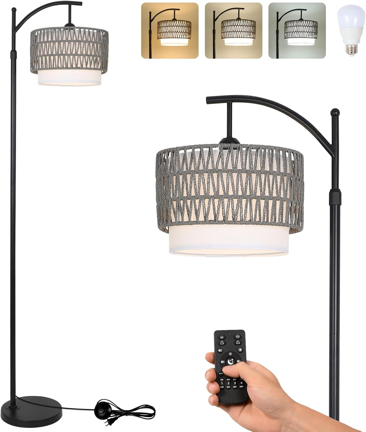 eyassi Floor Lamps for Living Room, Arc Standing Lamp with Remote ...