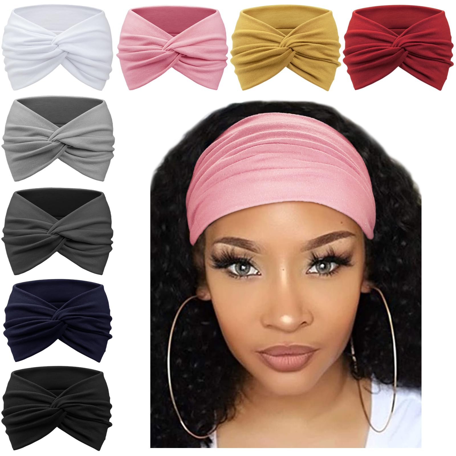 Amazon.com : AQOKKA 8 Pack Wide Headbands for Women Large Turban ...