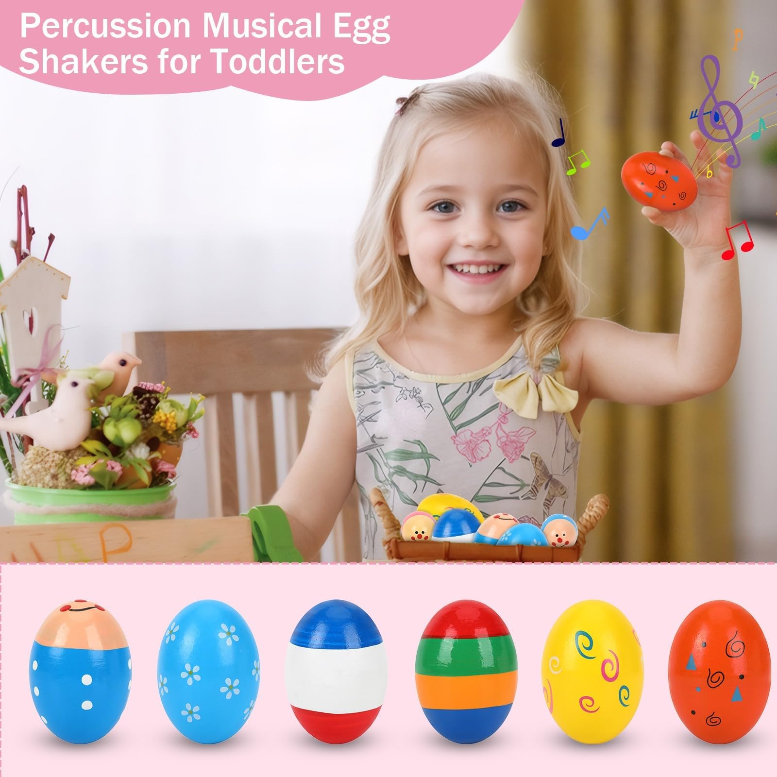 Snapklik.com : 14 PCS Wooden Egg Shakers, Maracas Percussion Easter Egg ...