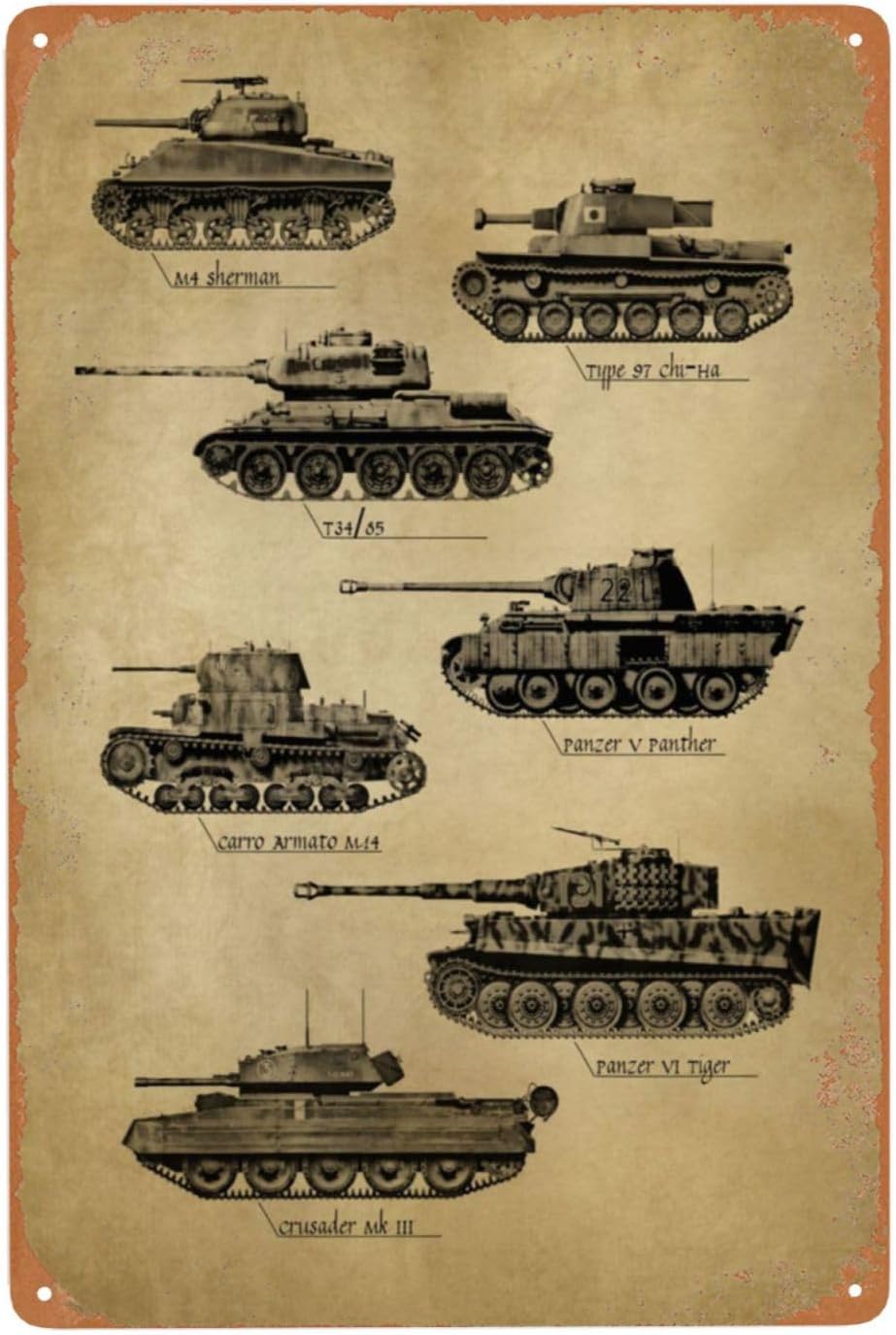 Amazon.com: Bugana WWII Tanks Vintage Metal Sign, Military Posters ...