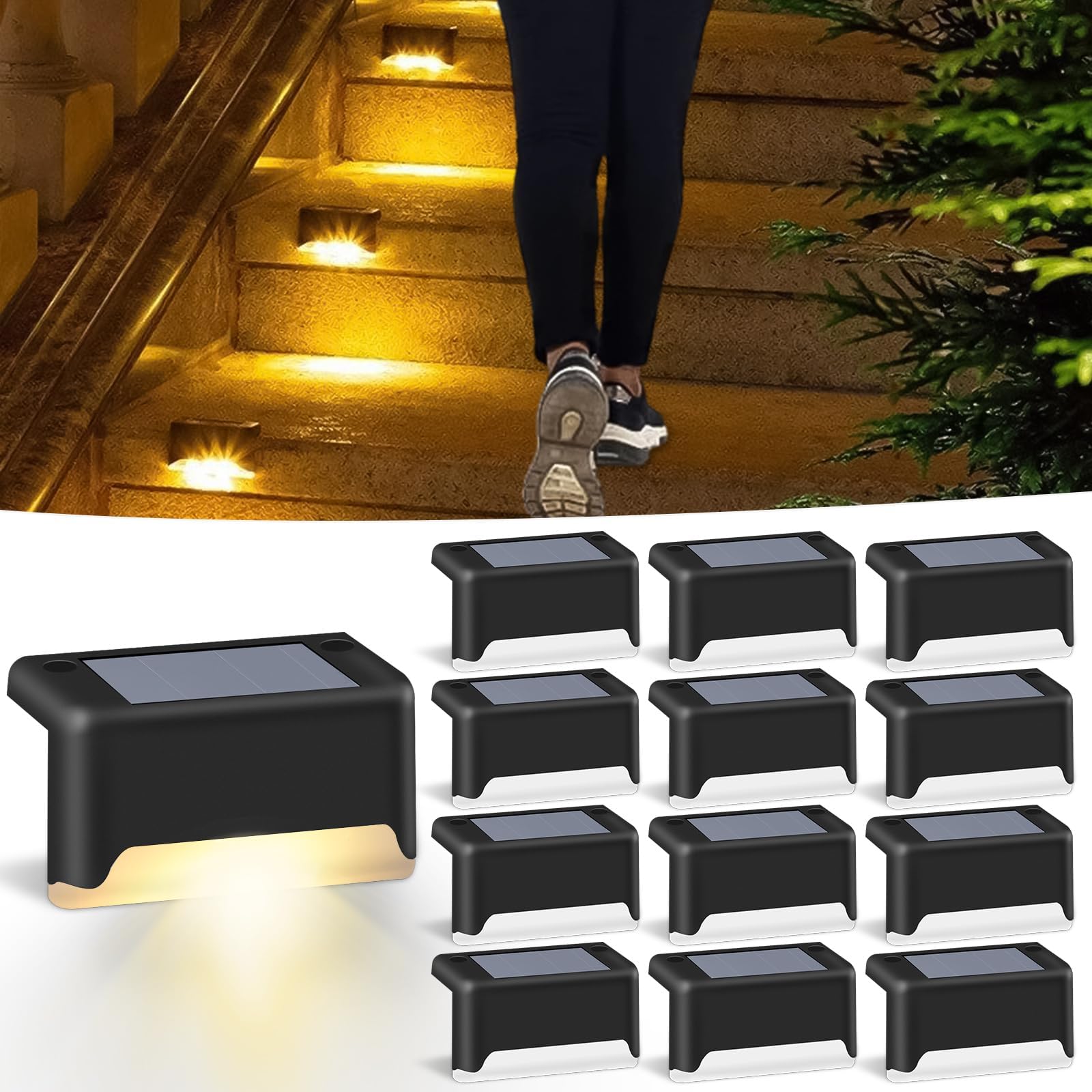AYZTKUX Solar Steps Lights for Outdoor 12 Pack, Outside Stair Solar ...