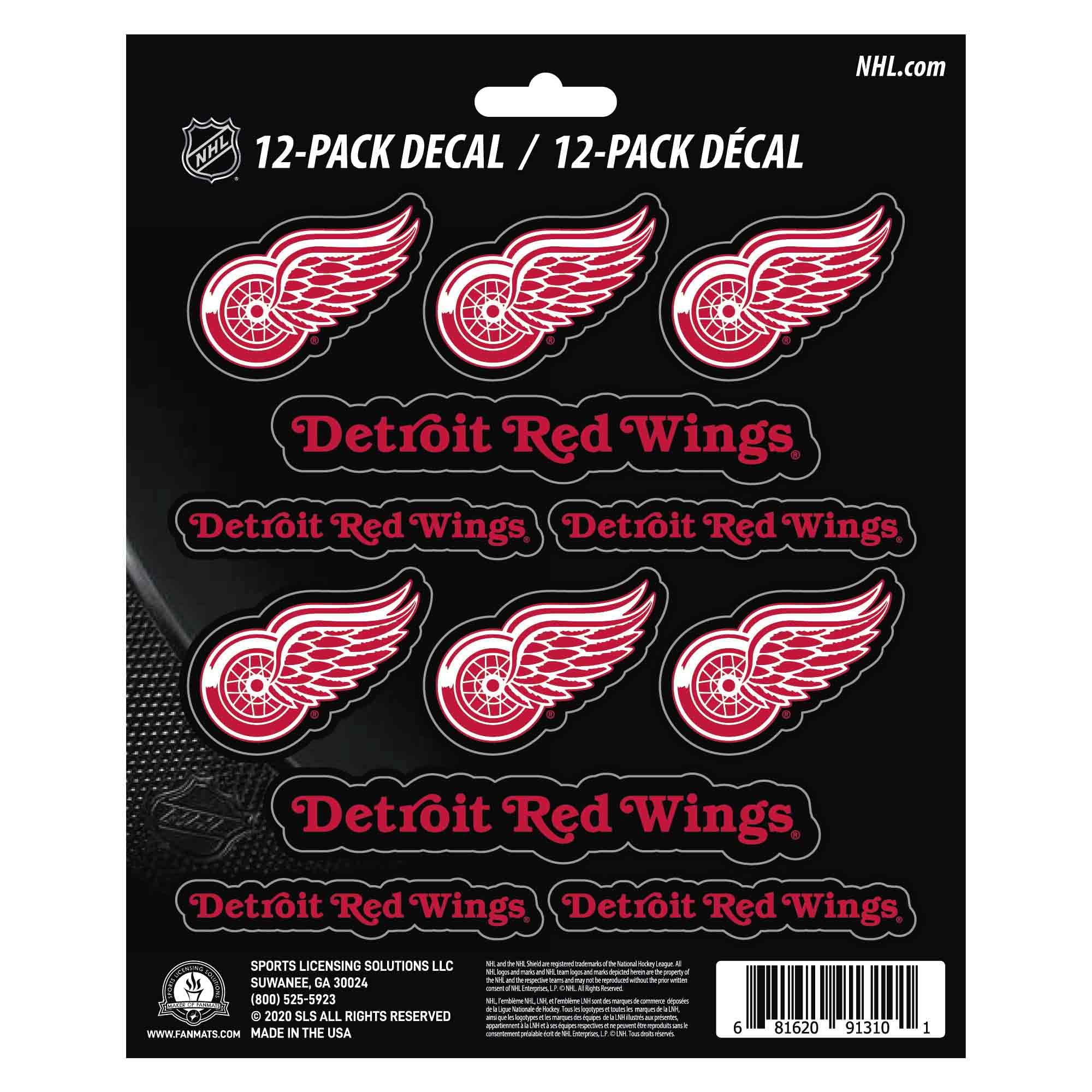 Amazon.com : FANMATS 61142 NHL - Detroit Red Wings 12 Count Mini Decal ...