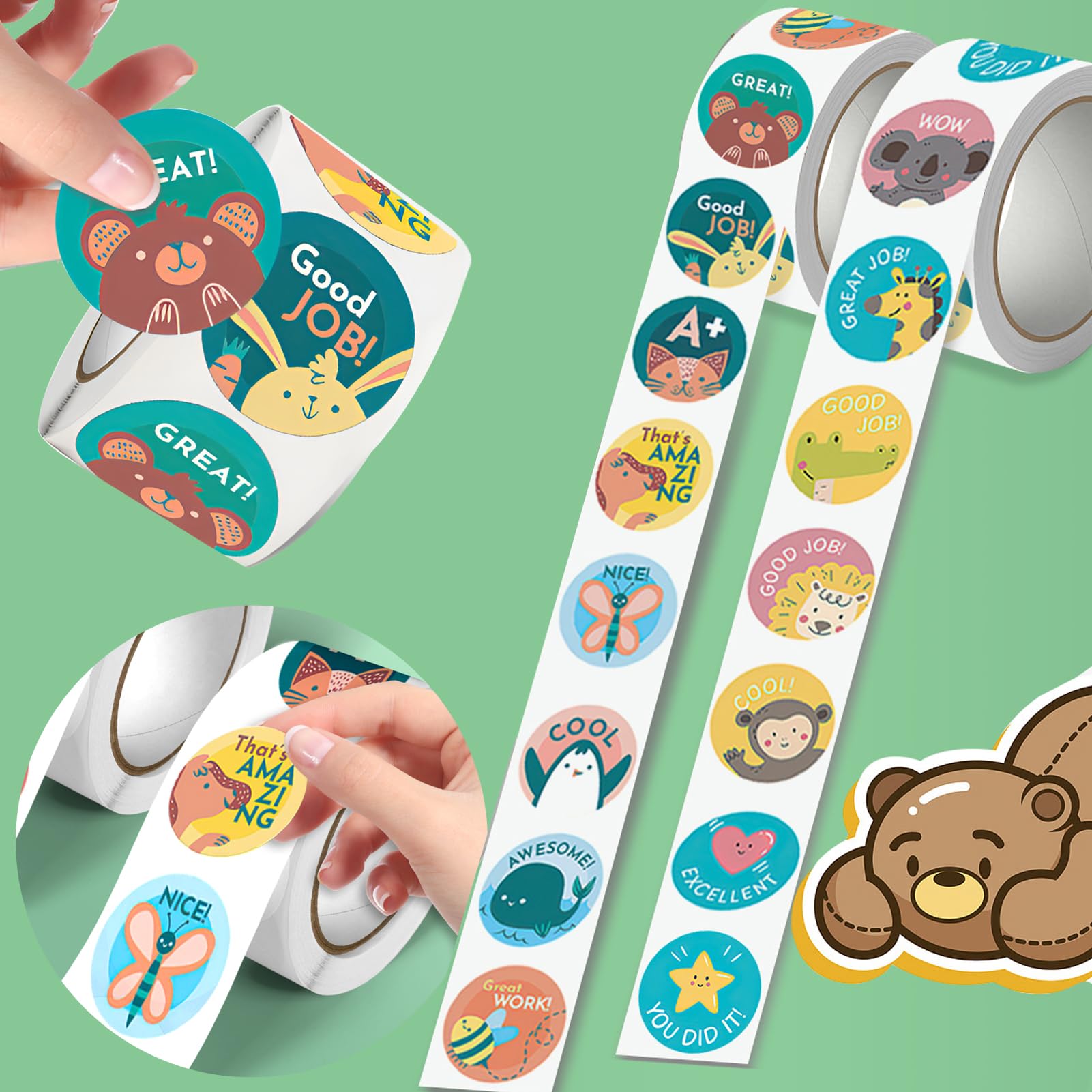 School Stickers 1500PCS Teacher Stickers, 3 Rolls Classroom ...