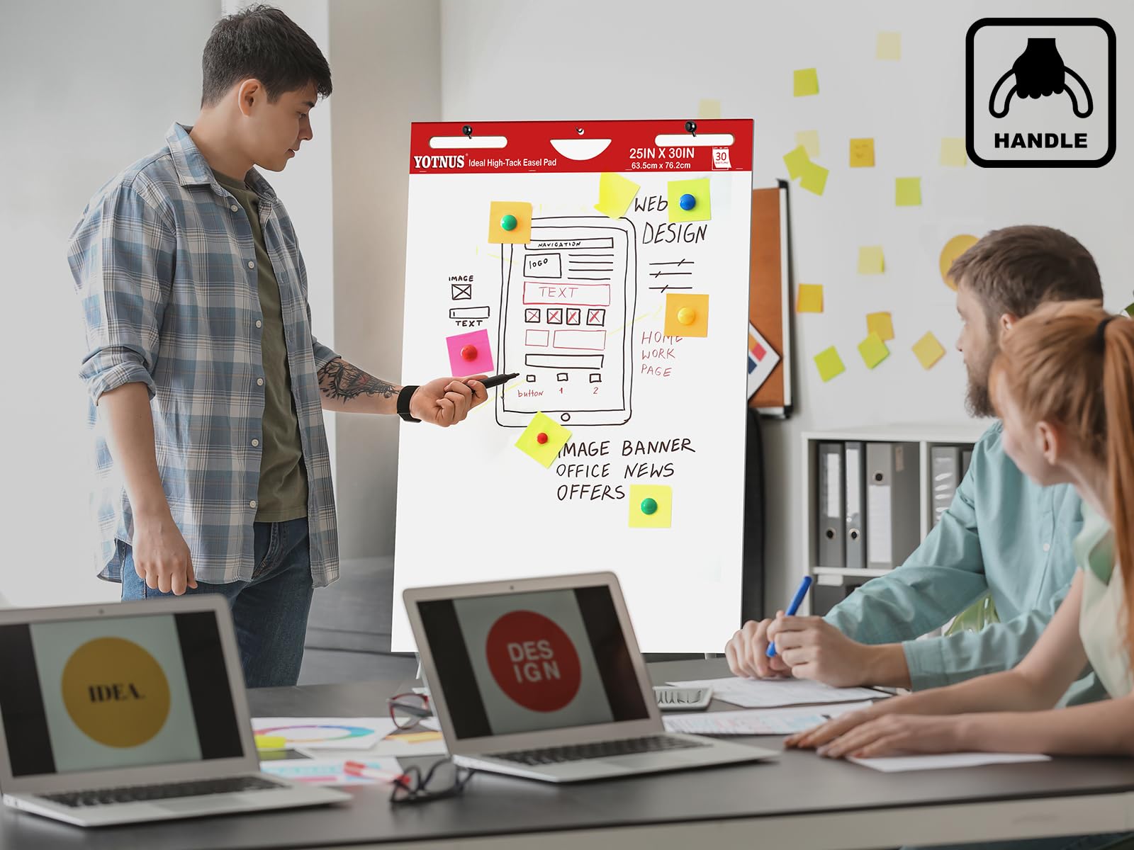 Snapklik.com : YOTNUS 25" X 30" Flip Chart Paper, Sticky Easel Pad