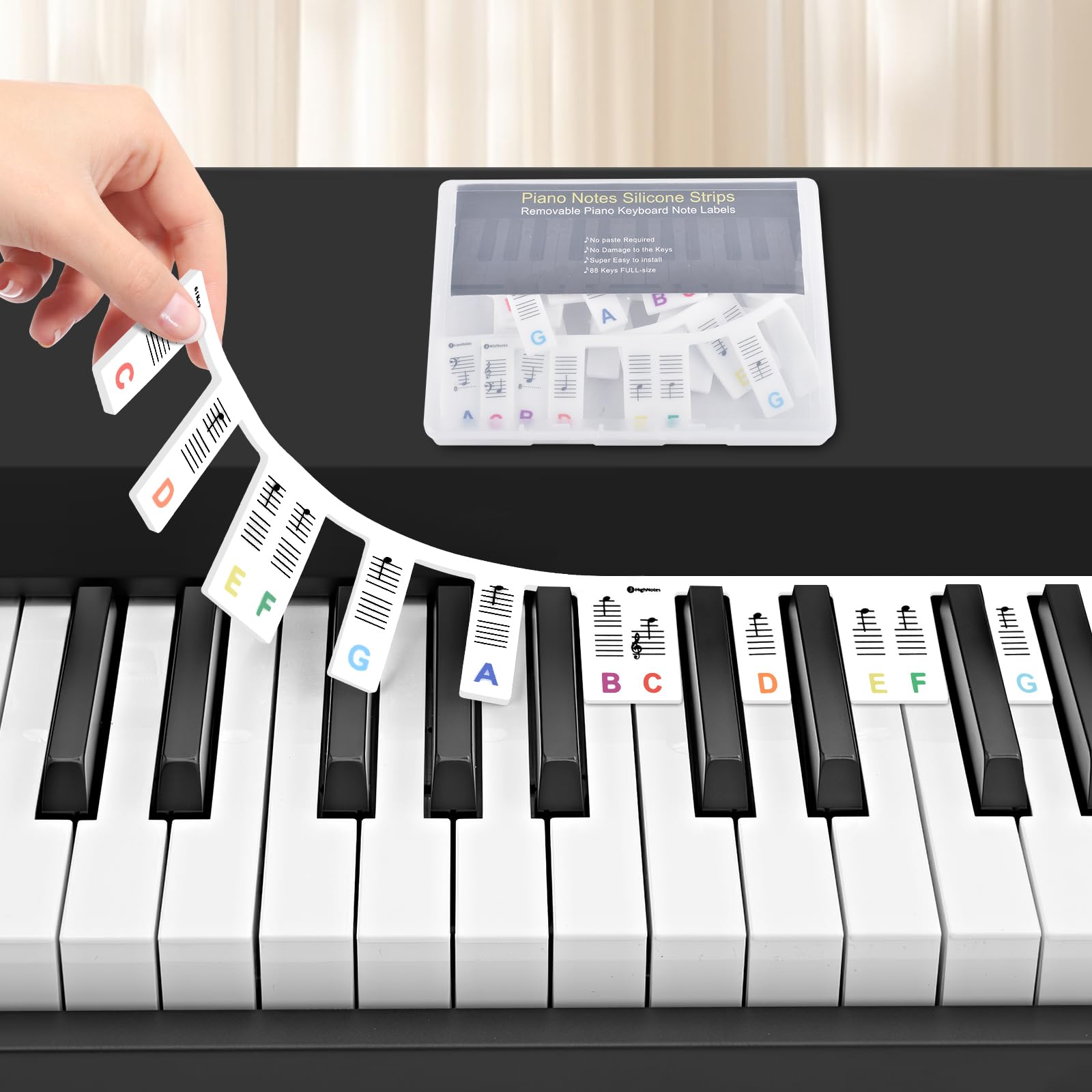 Snapklik.com : BROTOU Removable Piano Keyboard Stickers, 88/61 Key Full ...